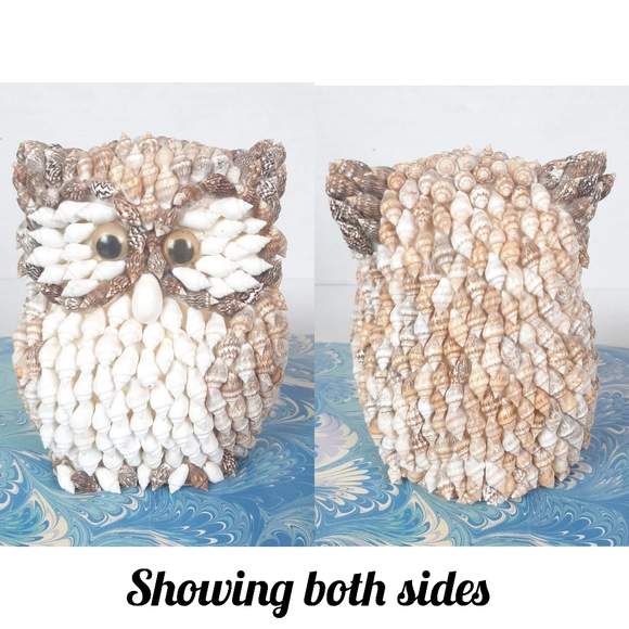 Art | Vintage Sea Shell Owl Figurine Folk Art Bird Beach Decor 5 | Poshmark